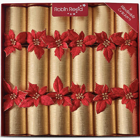 Glitter Poinsettia Christmas Crackers | Olde English
